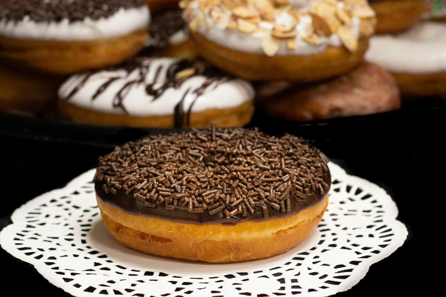 Chocolate Raised Ring Donuts with Chocolate Jimmies - A Pittsburgh Favorite