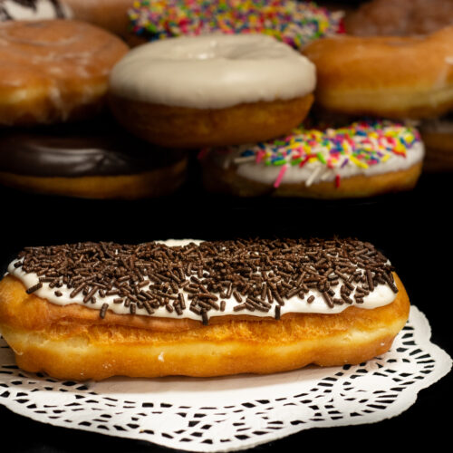 Iced Raised Ring Donuts with Chocolate Jimmies - Prantl's Bakery